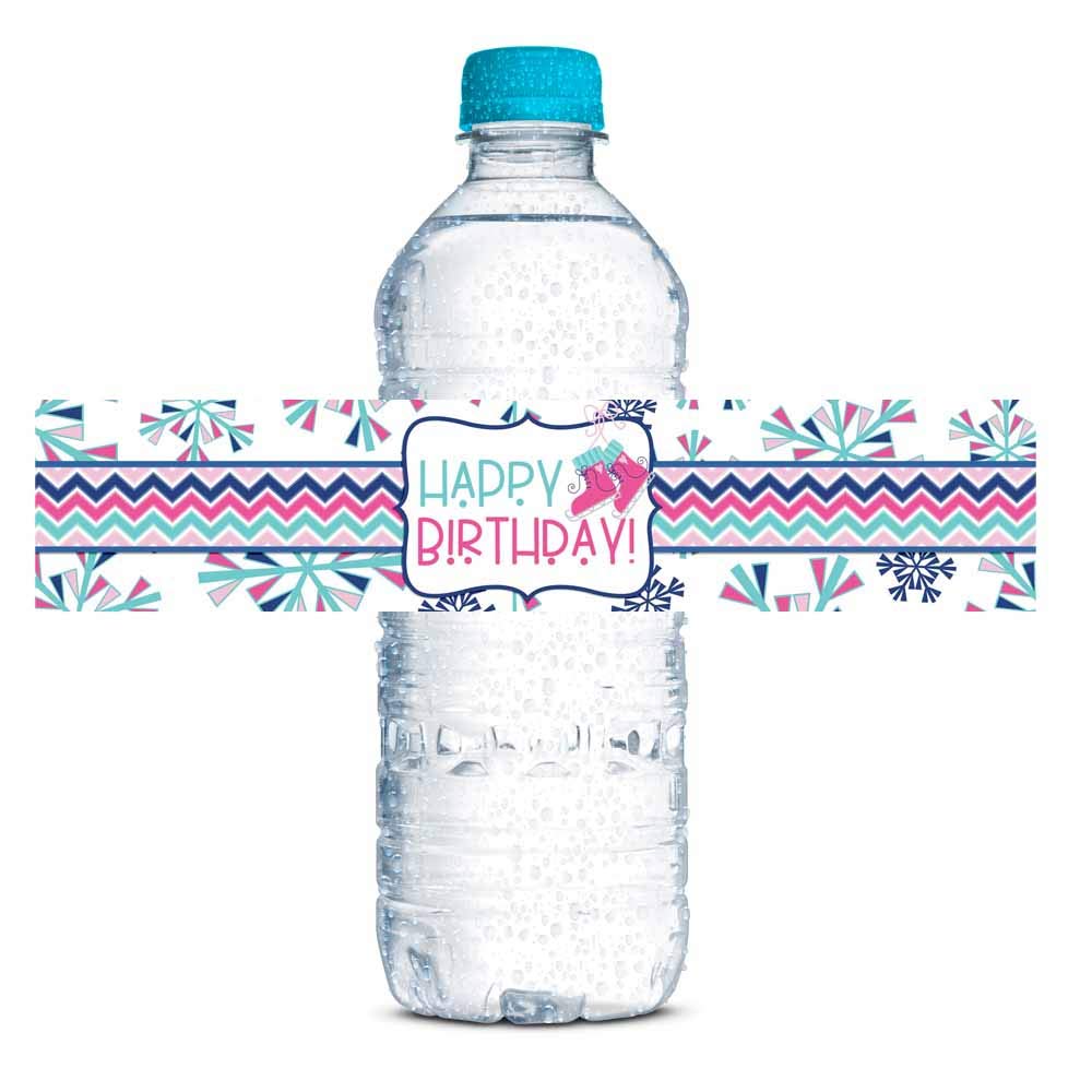 Pink Ice Skating Birthday Waterproof Water Bottle Wrappers – Amanda ...