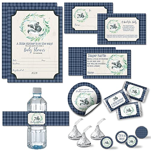 Little Stinker Cute Skunk Blue Baby Shower Bundle – Amanda Creation