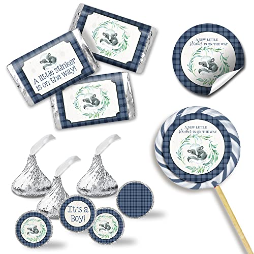 Little Stinker Cute Skunk Blue Baby Shower Sticker Bundle – Amanda Creation