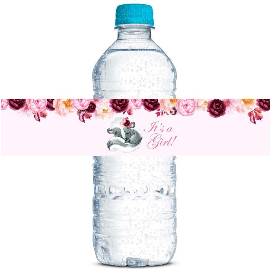 Pink and Burgundy Floral Baby Skunk Pink Baby Shower Waterproof Water ...