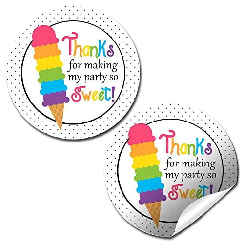 Rainbow Ice Cream Cone Birthday Party Favor Stickers – Amanda Creation