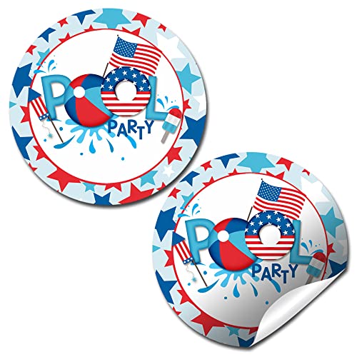 Red, White & Pool Party Party Favor Stickers – Amanda Creation