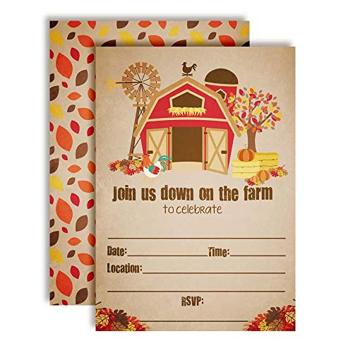 Old Fashioned Barn Fall Birthday Party Invitations – Amanda Creation