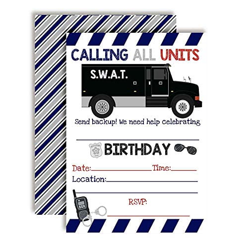 SWAT Team Law Enforcement Birthday Party Invitations – Amanda Creation