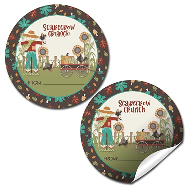 Scarecrow Crunch Fall Party Stickers – Amanda Creation