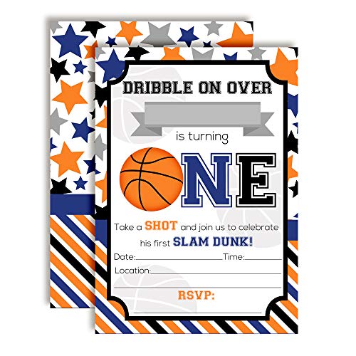 Slam Dunk Basketball 1st Birthday Party Invitations – Amanda Creation
