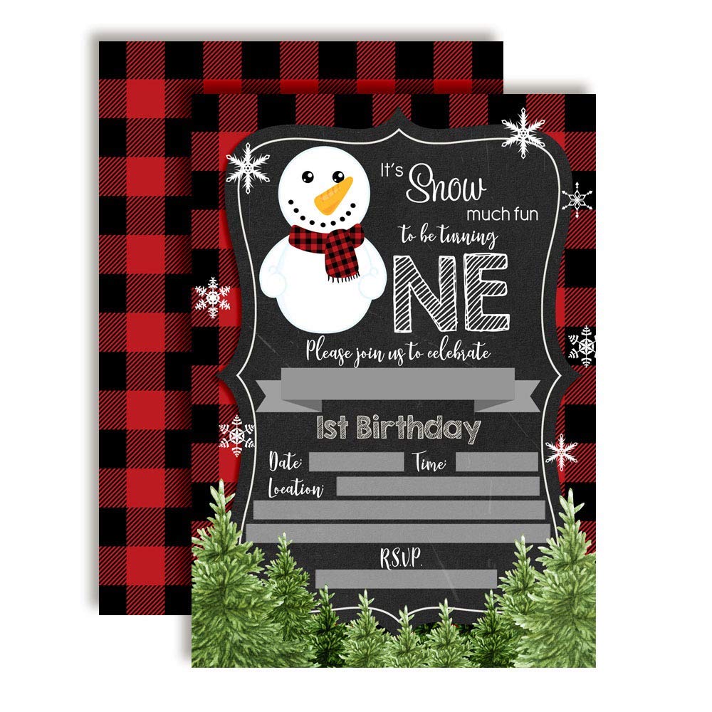 Snowman 1st Birthday Christmas Party Invitations – Amanda Creation