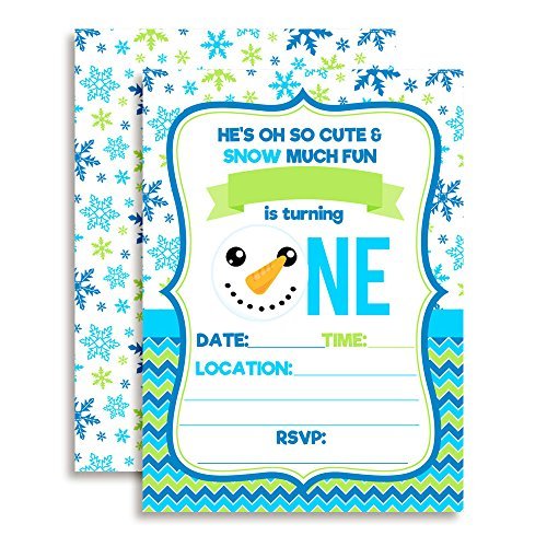 Snowman 1st Birthday Party Invitations – Amanda Creation