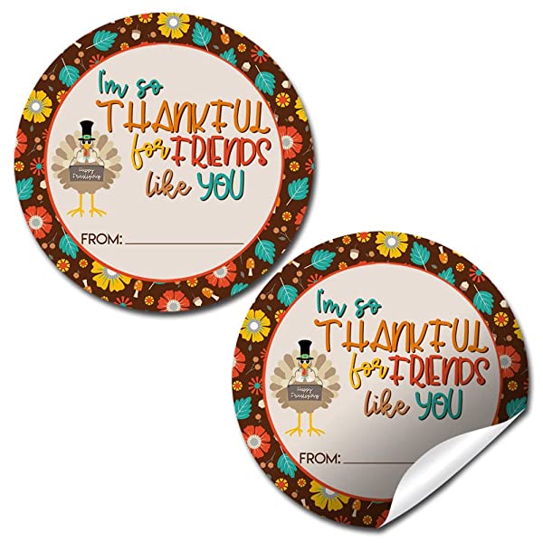 Thankful for Friends Like You Thanksgiving Party Stickers – Amanda Creation