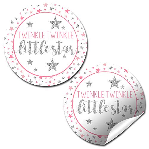 Pink & Silver Twinkle Little Star Baby Shower Favor Stickers – Amanda ...