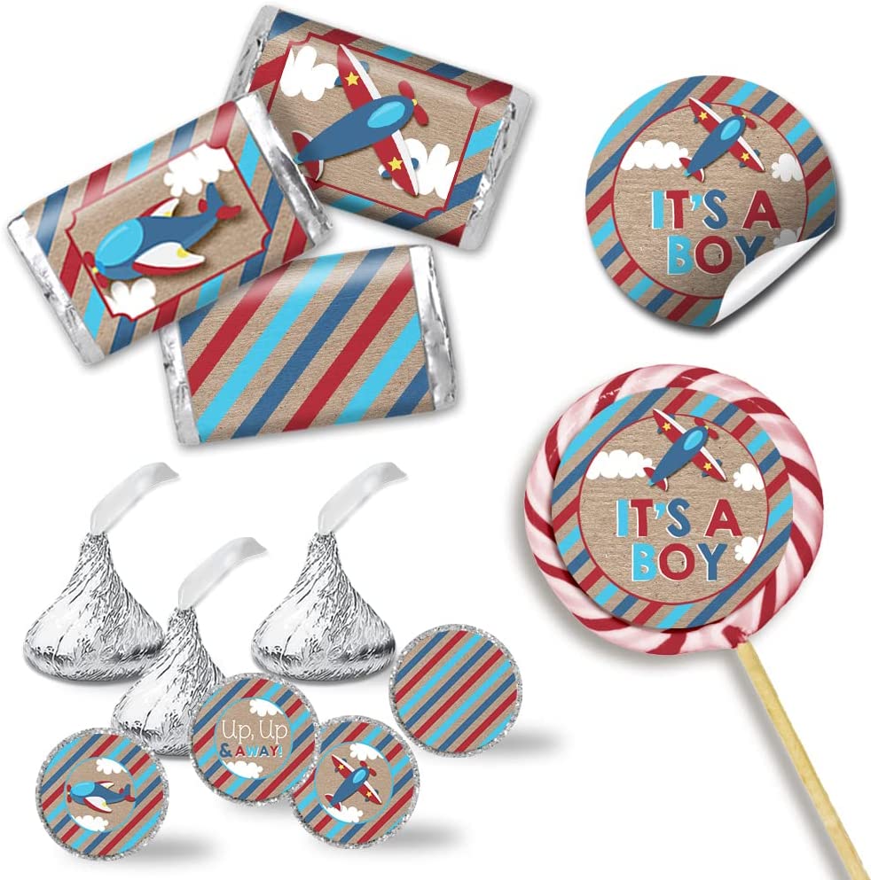 Up & Away Airplane Blue Baby Shower Sticker Bundle – Amanda Creation