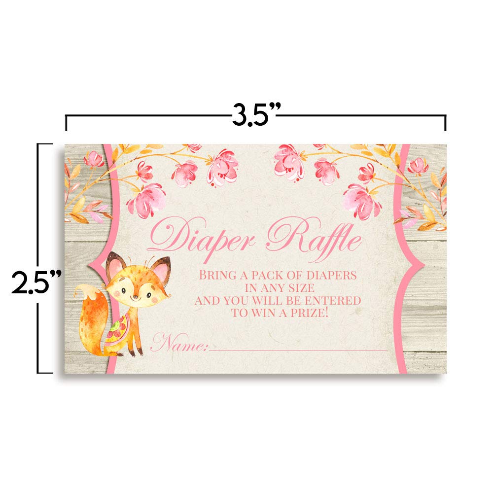Watercolor Floral Woodland Fox Diaper Raffle Tickets – Amanda Creation