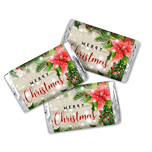 Watercolor Red Poinsettia Christmas Mini Candy Bar Wrappers – Amanda ...