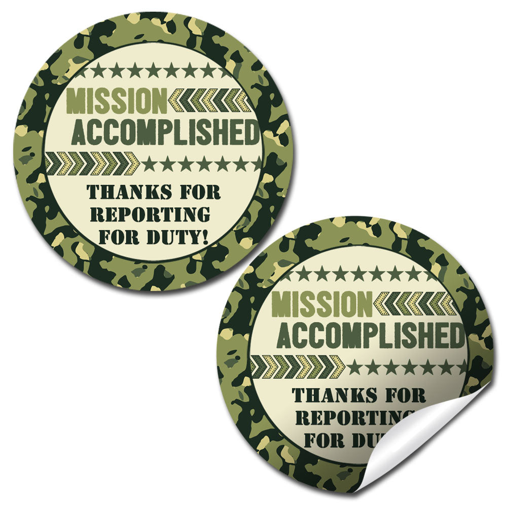 Ten Hut! Army Camouflage Birthday Party Favor Stickers – Amanda Creation
